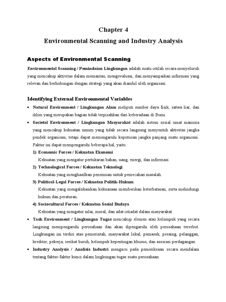 Chapter 4 - Environmental Scanning and Industry Analysis | PDF