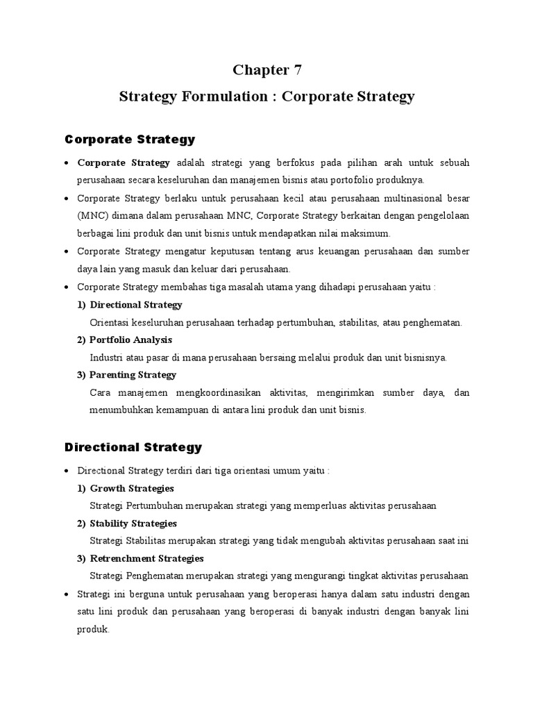 Chapter 7 - Strategy Formulation - Corporate Strategy | PDF