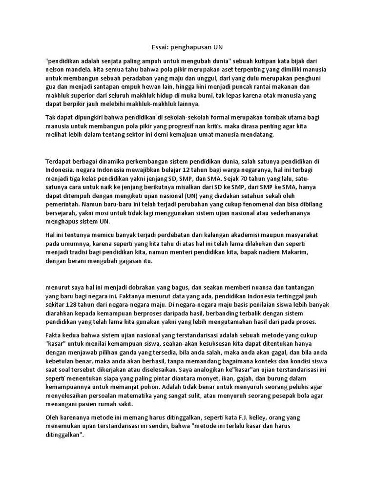 Contoh Essay Tema Pendidikan | PDF