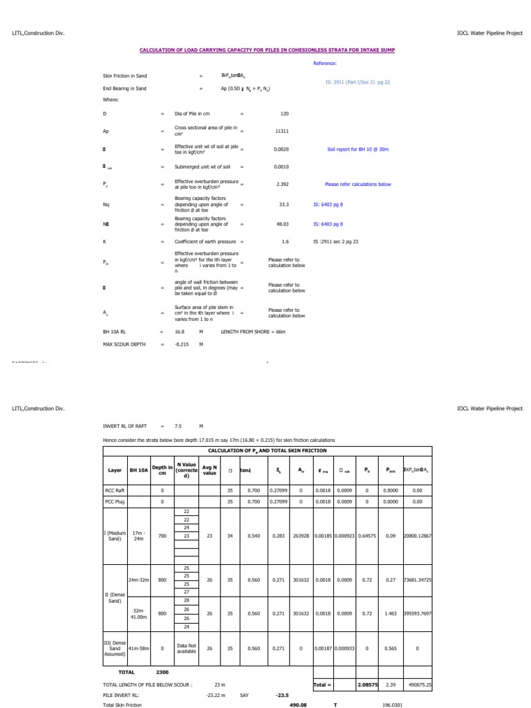 Pile Load Capacity Analysis | PDF | Deep Foundation | Geotechnical ...