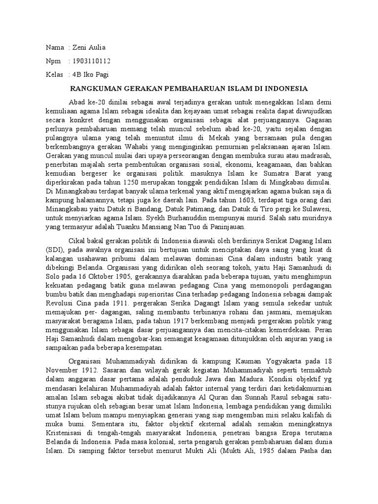Gerakan Pembaharuan Islam di Indonesia | PDF | Politik | Agama ...