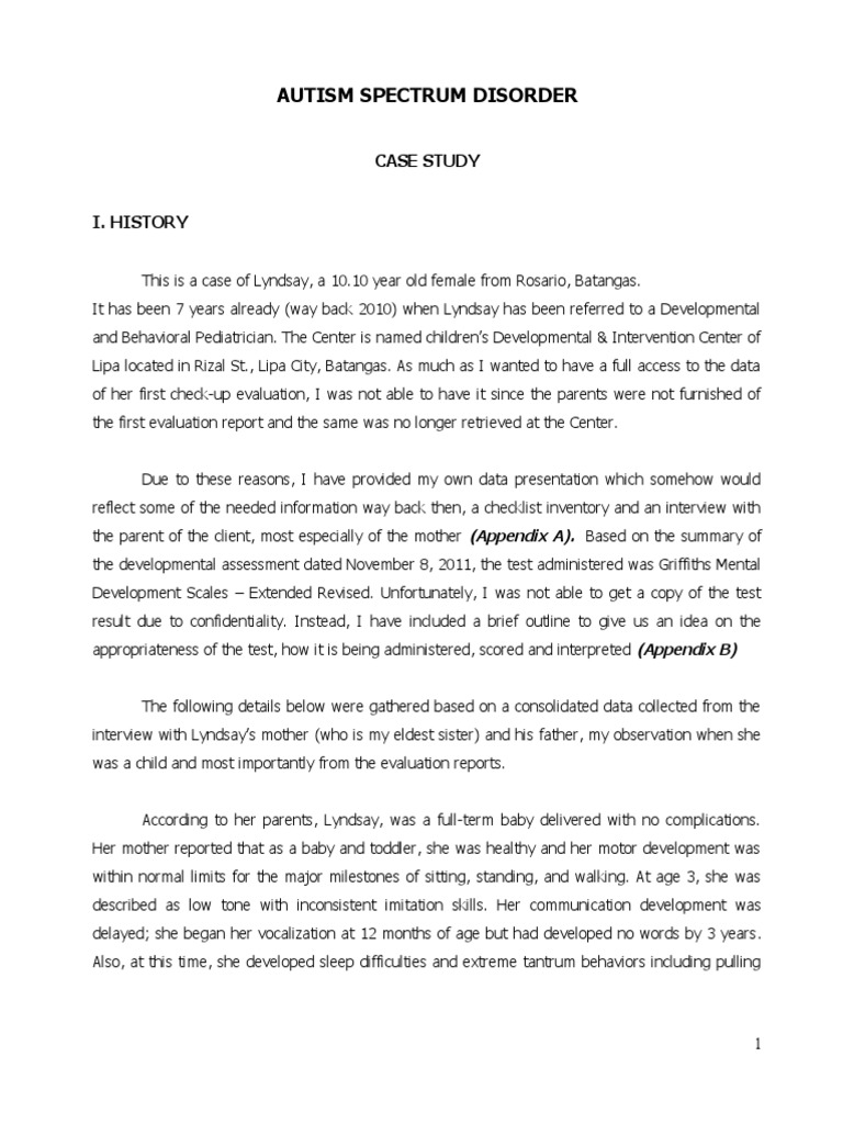 Case Study On Autism Spectrum Disorder | PDF | Pervasive Developmental ...