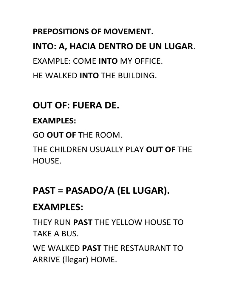 Prepositions of Movement Level 1-3 | PDF | Linguistic Typology | Morphology