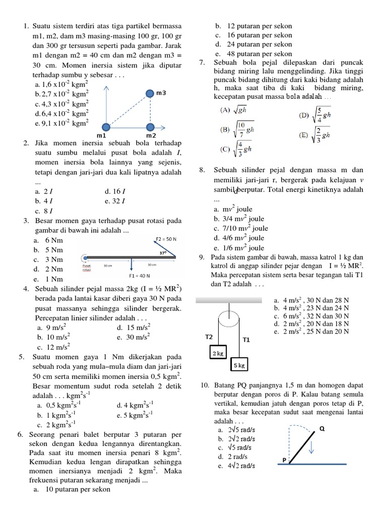 Tugas Latihan Soal Dinamika Rotasi - 2 | PDF
