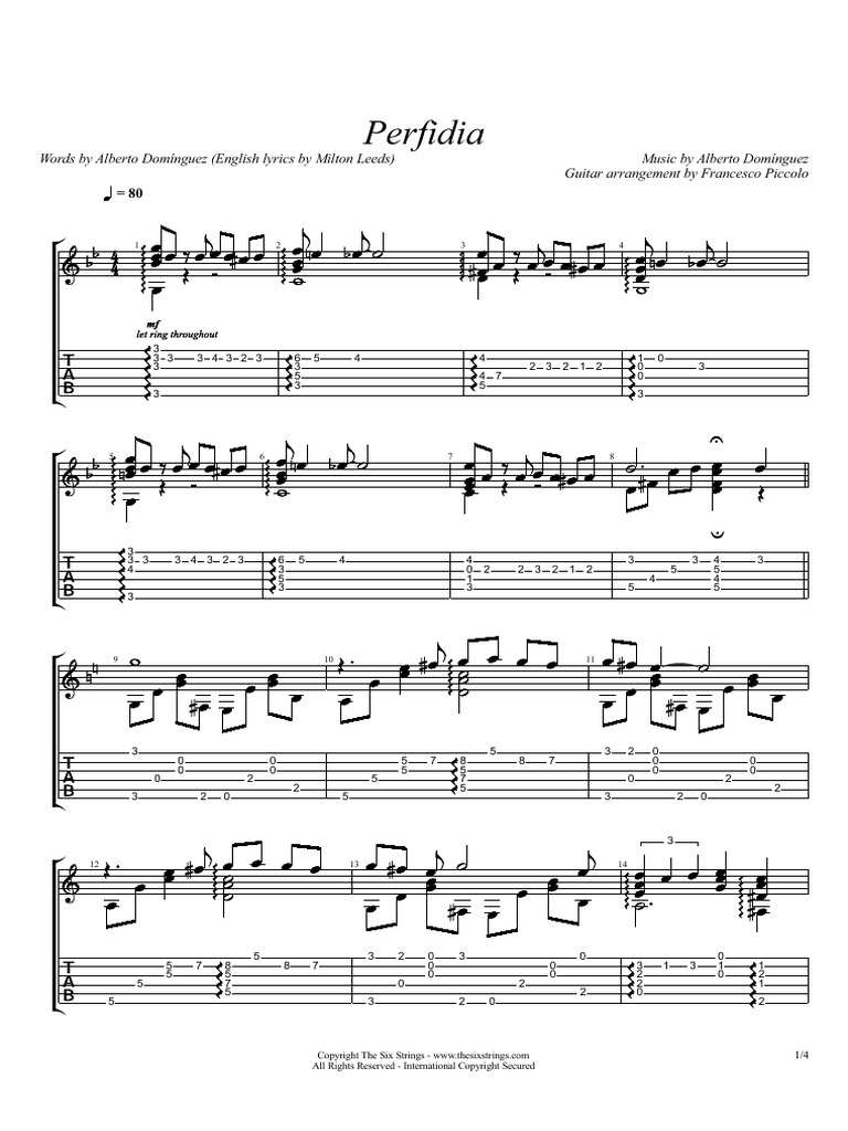 Perfidia Bolero. Guitarra | PDF | Entertainment (General)