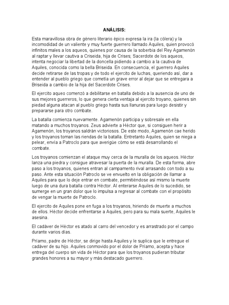Analisis de La Iliada | PDF | Héctor | Ilíada