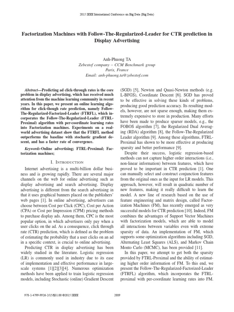 FM FTRL | PDF | Online Advertising | Applied Mathematics