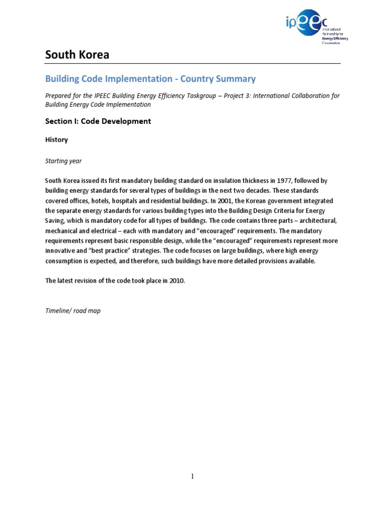 South Korea Building Energy Code Summary | PDF | Energy Conservation ...