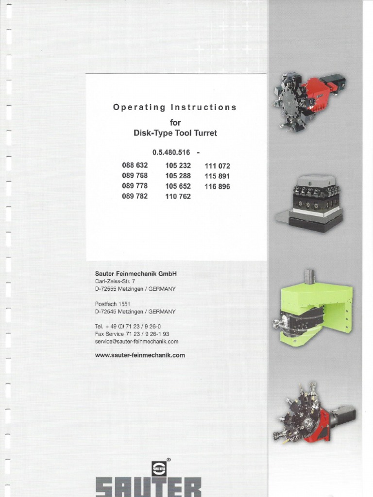 Manual-Atl-sauter Oper Inst Disk-Type Tool Turret | PDF