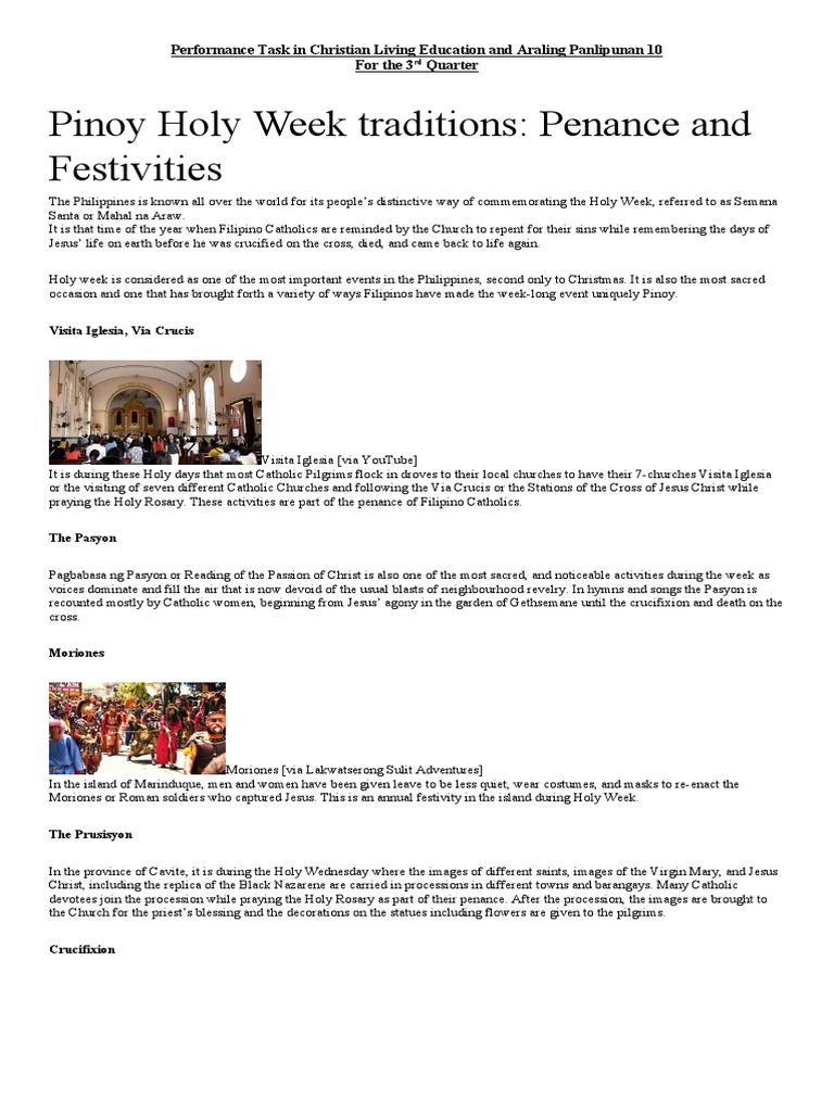 Performance Task in Christian Living Education and Araling Panlipunan ...