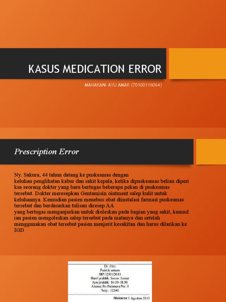 Kasus Medication Error | PDF | Kesehatan Holistik
