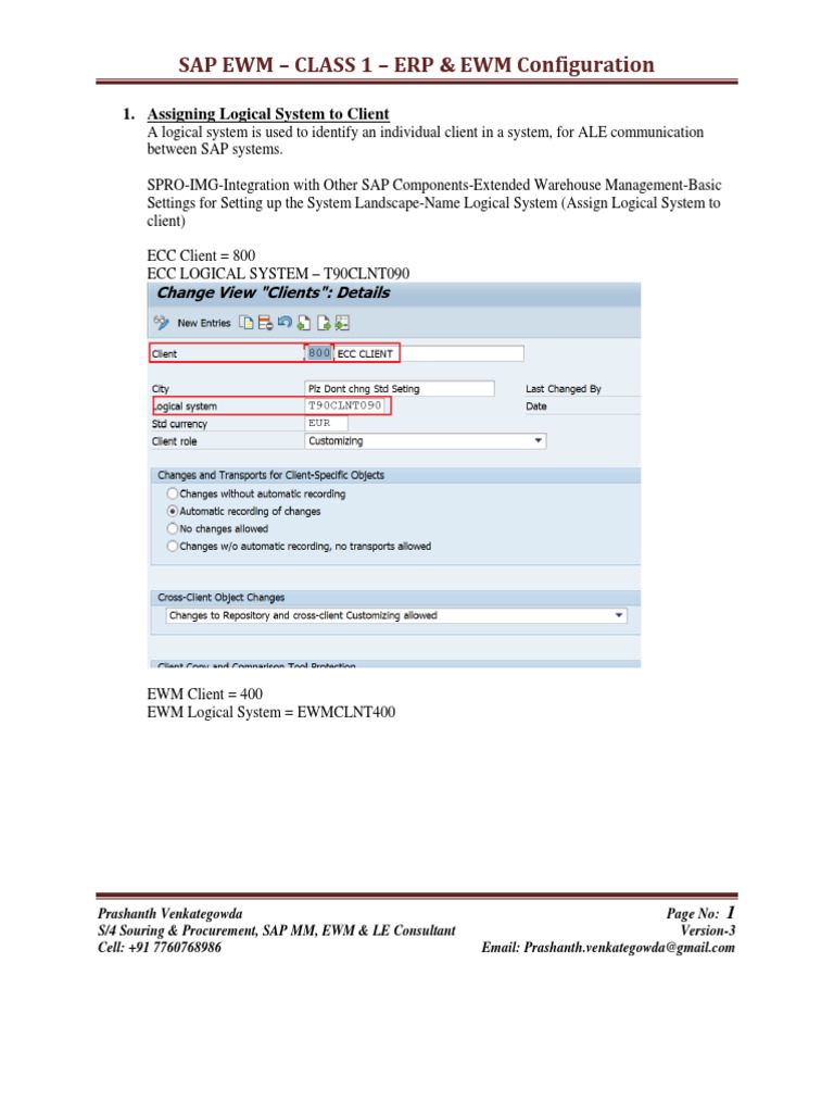 EWM CLASS 1 - ECC Basic Configuration | PDF | Enterprise Resource Planning | Logistics