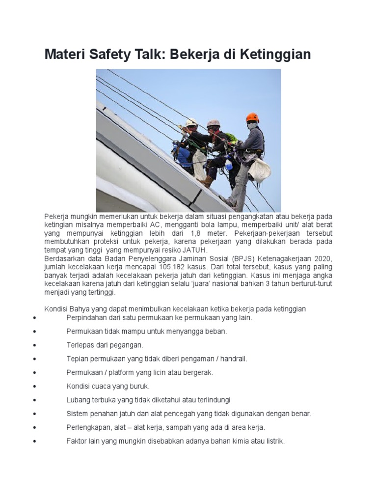 Materi Safety Talk WAH | PDF