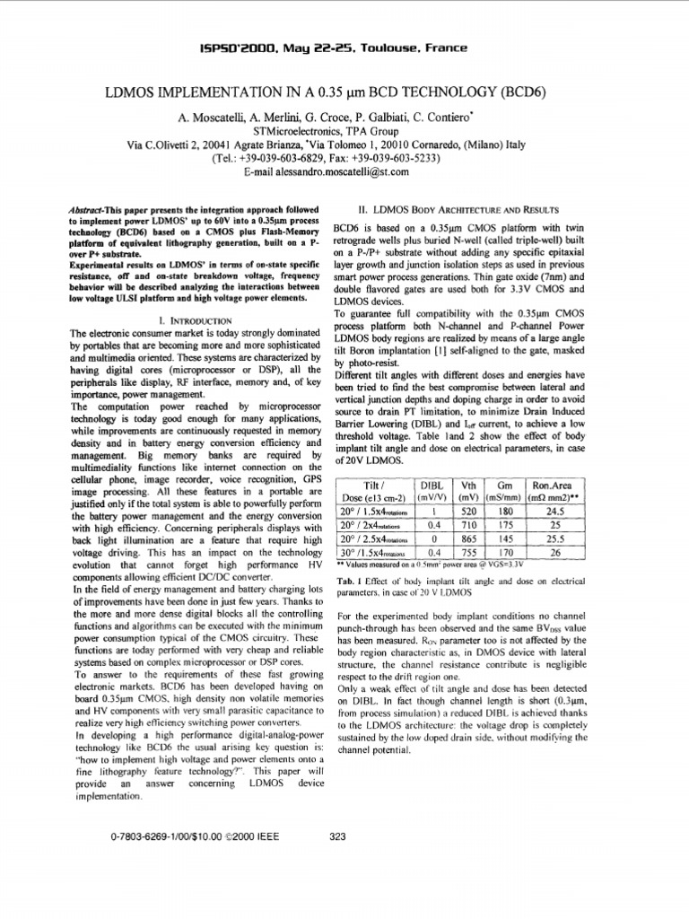 Ldmos Implementation in A 035 M BCD Technology bcd6 | PDF | Bipolar ...