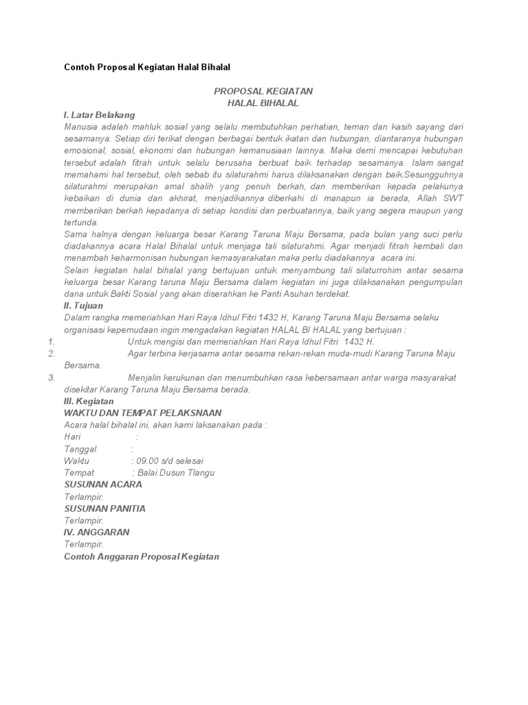 Contoh Proposal Kegiatan Halal Bihalal | PDF