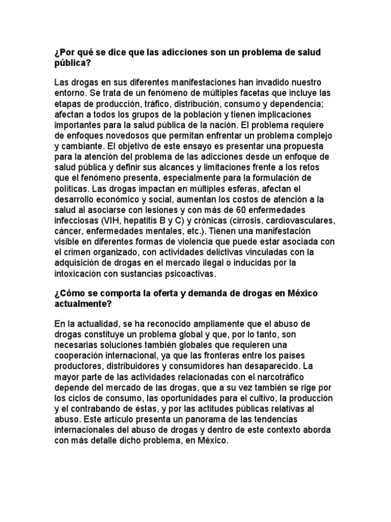 Marco Teorico de Adicciones. | PDF | La dependencia de sustancias | Comercio ilegal de drogas
