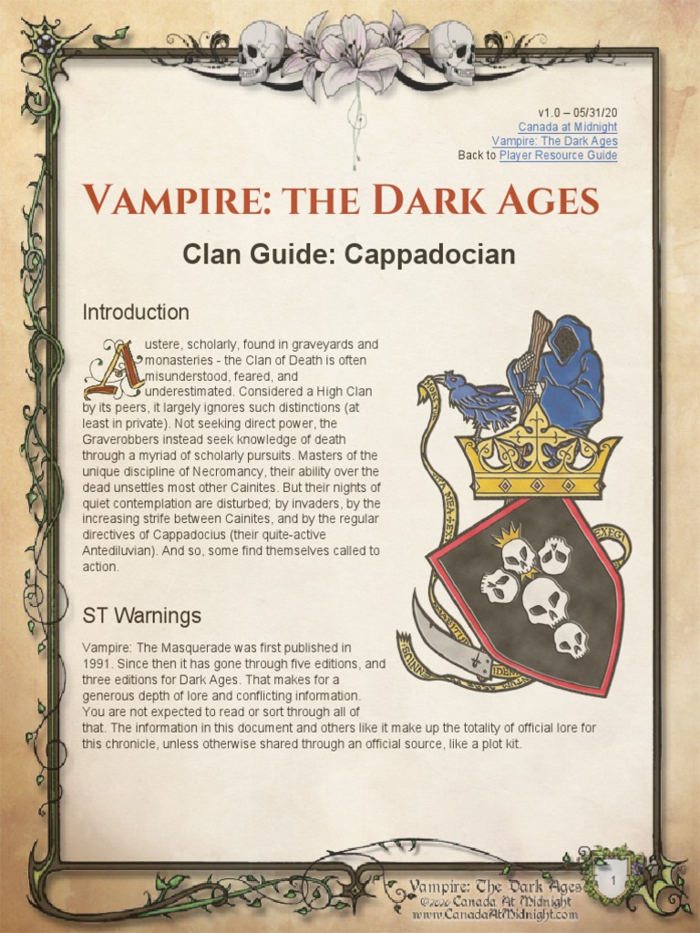 Vampire: The Dark Ages: Clan Guide: Cappadocian | PDF | Faith | Necromancy