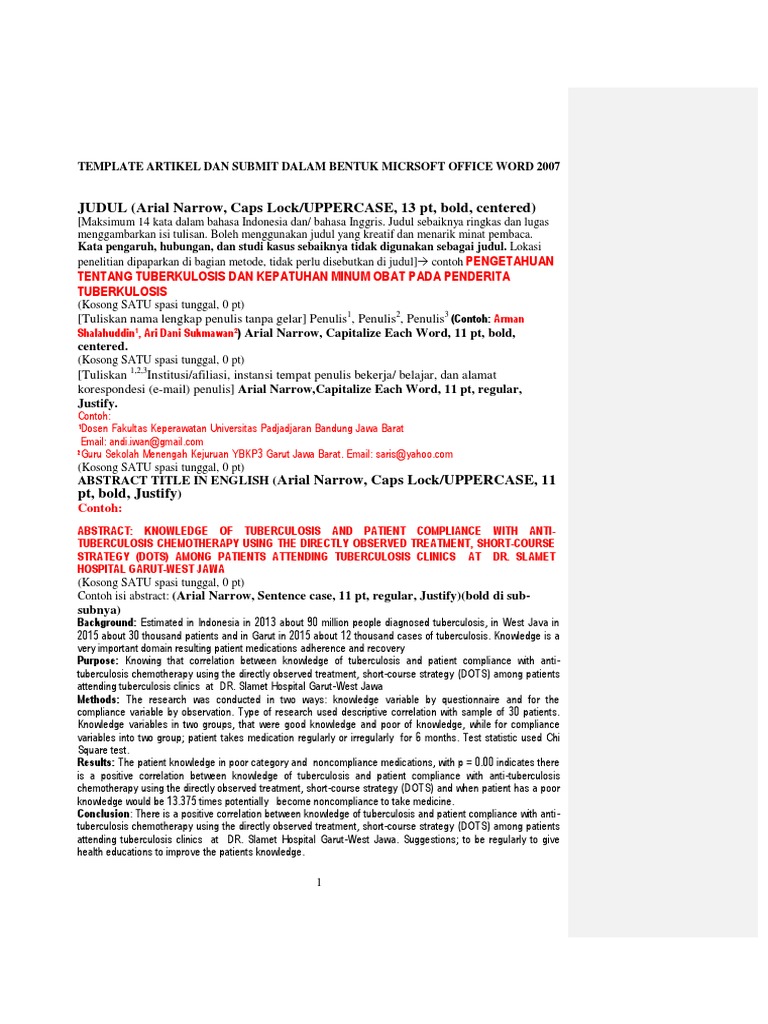 JUDUL (Arial Narrow, Caps Lock/UPPERCASE, 13 PT, Bold, Centered) | PDF ...