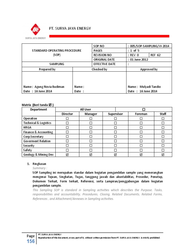 Coal Sampling SOP Guide | PDF | Nature | Business