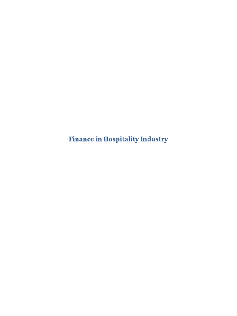 Finance in Hospitality Industry | PDF | Credit | Finance & Money Management
