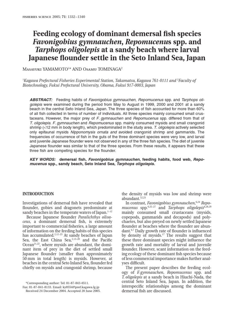Favonigobius Gymnauchen, Repomucenus Spp. and Tarphops Oligolepis at A ...