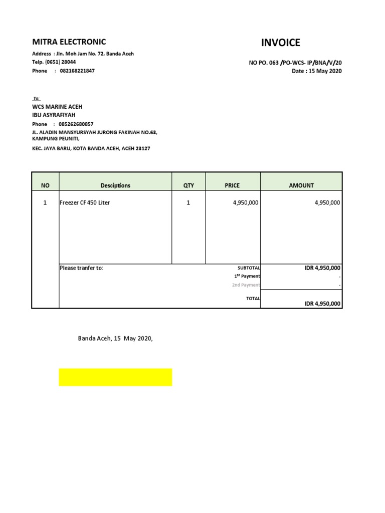 Invoice Freezer Pdf