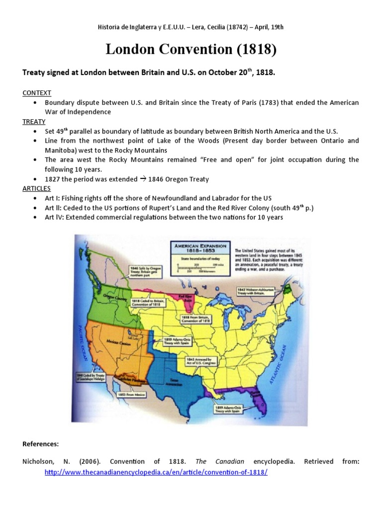 London Convention (1818) : Treaty Signed at London Between Britain and ...
