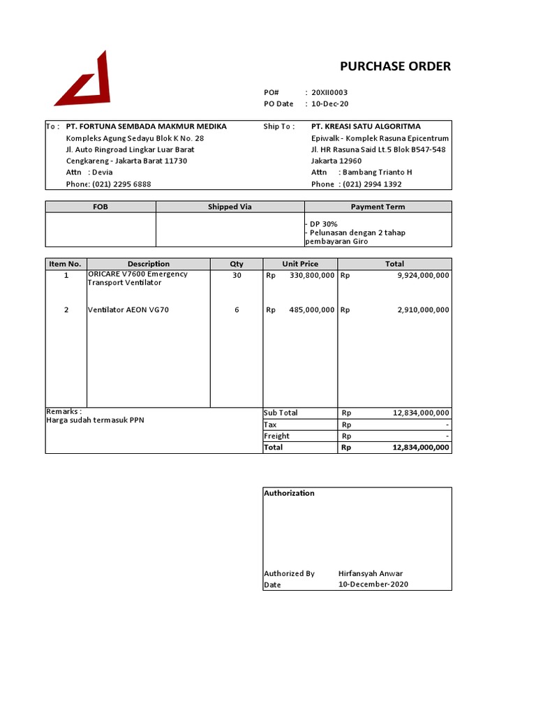 Purchase Order | PDF