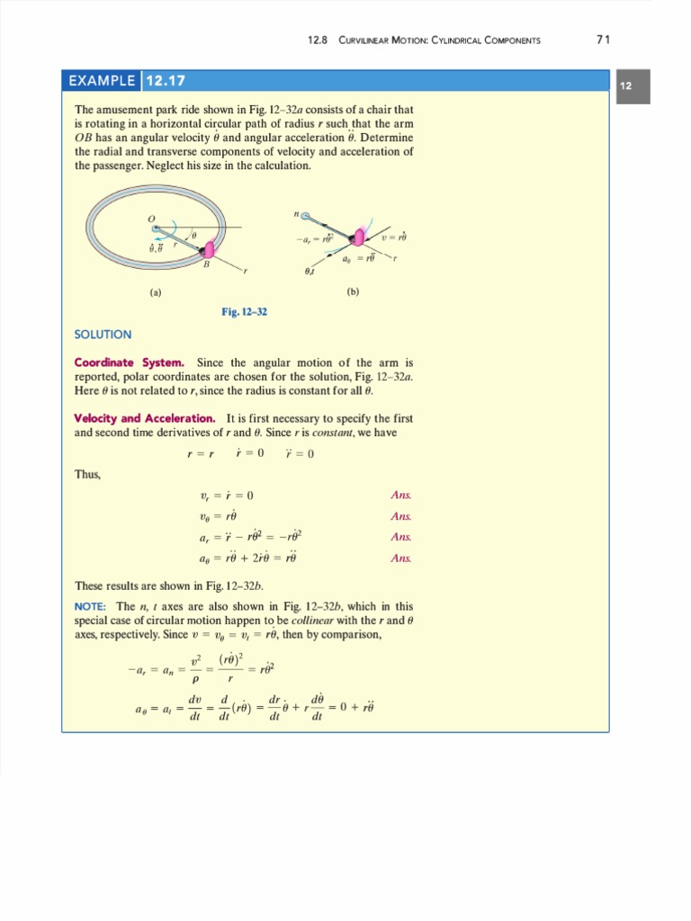 12.8 Curvilinear Motion - Cylindrical Components | PDF | Acceleration ...