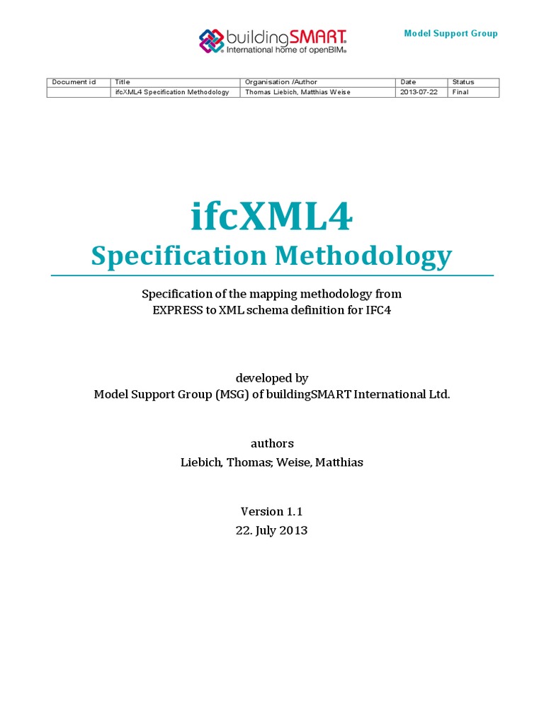 ifcXML4 Specification Methodology V1-1 | PDF | Xml Schema | Data Type