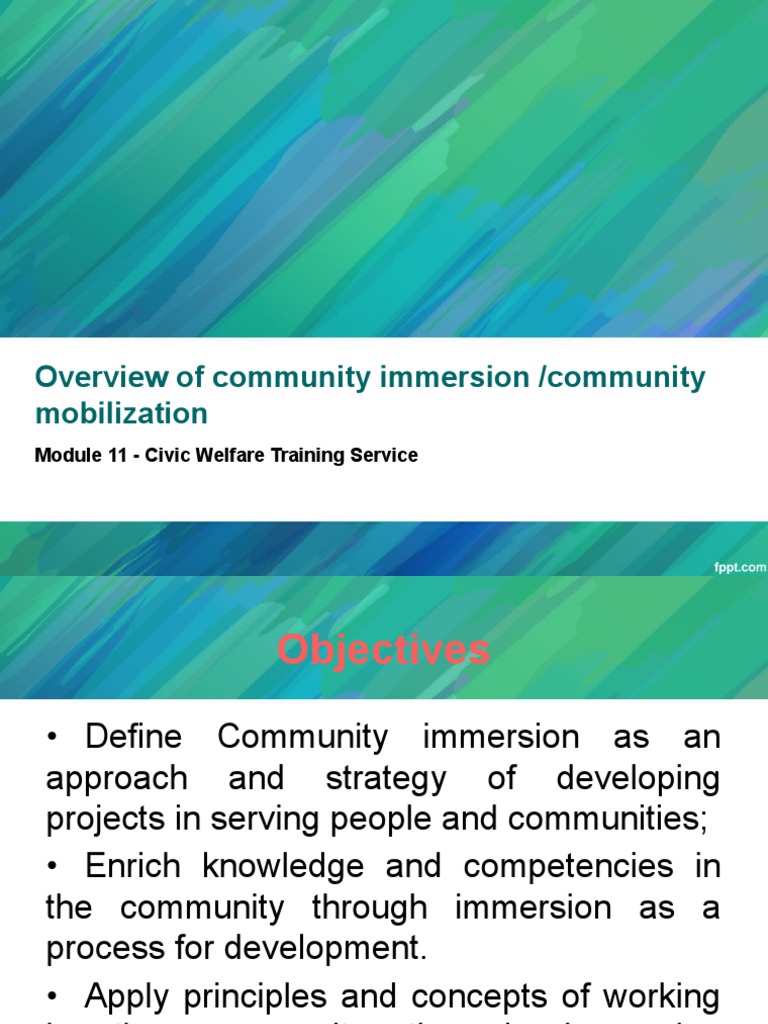 Overview of Community Immersion /community Mobilization: Module 11 ...
