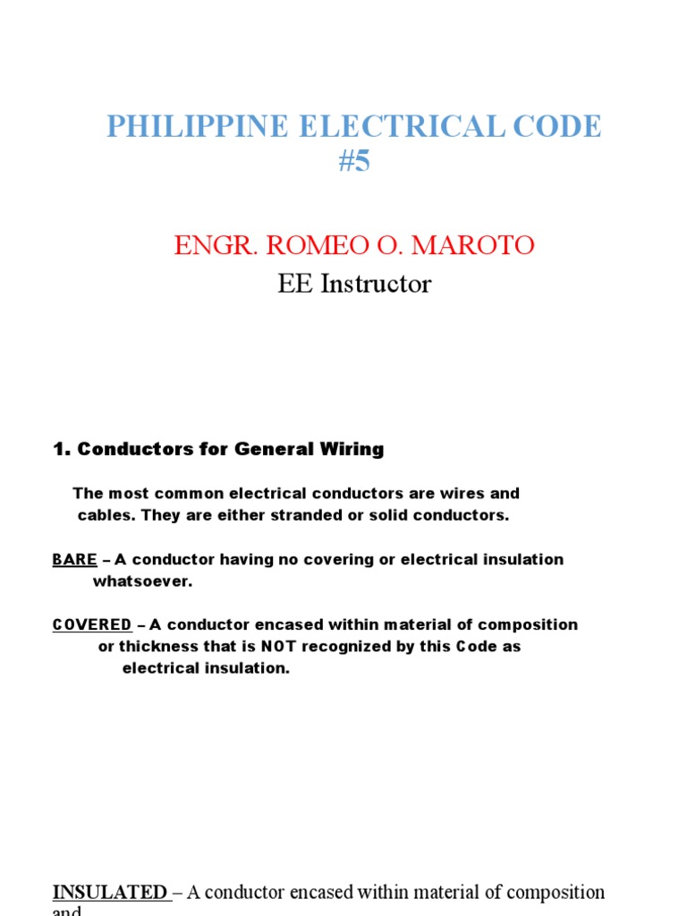 Philippine Electrical Code #5 | PDF | Electrical Wiring | Switch