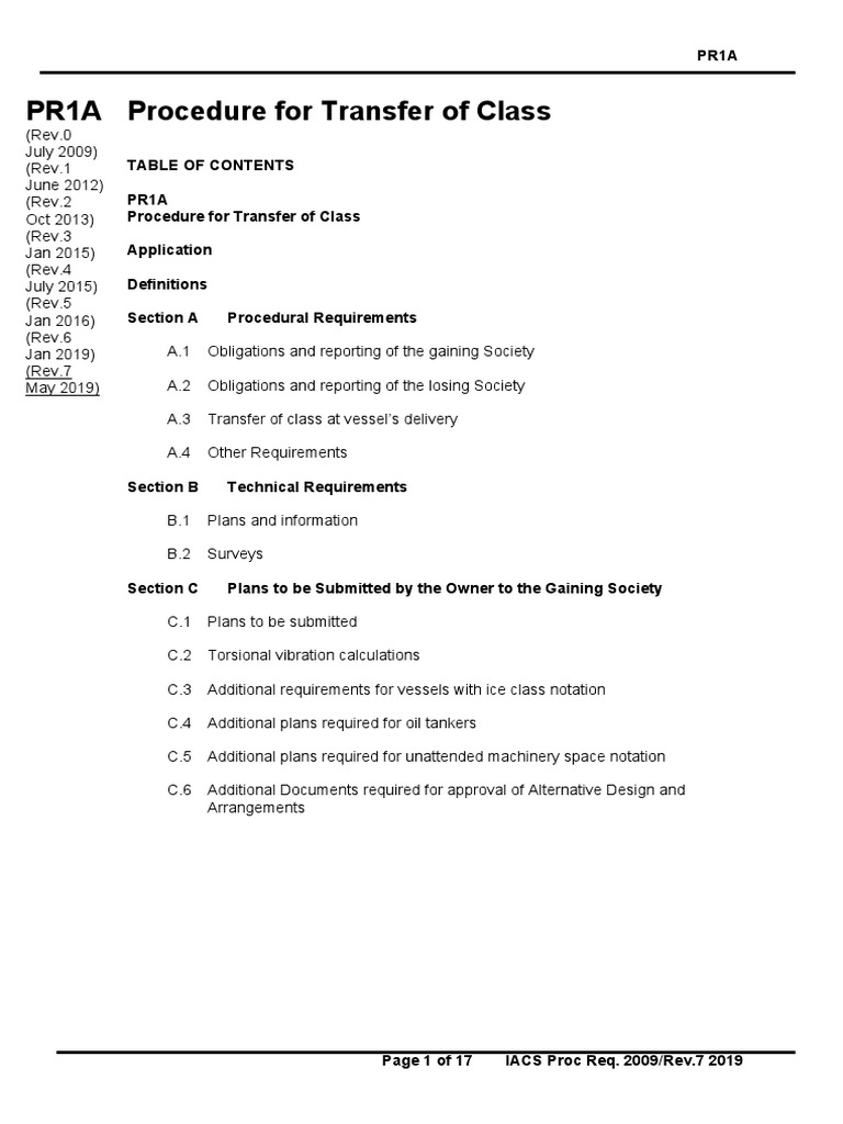 Pr1A Procedure For Transfer of Class | Download Free PDF | Propeller ...