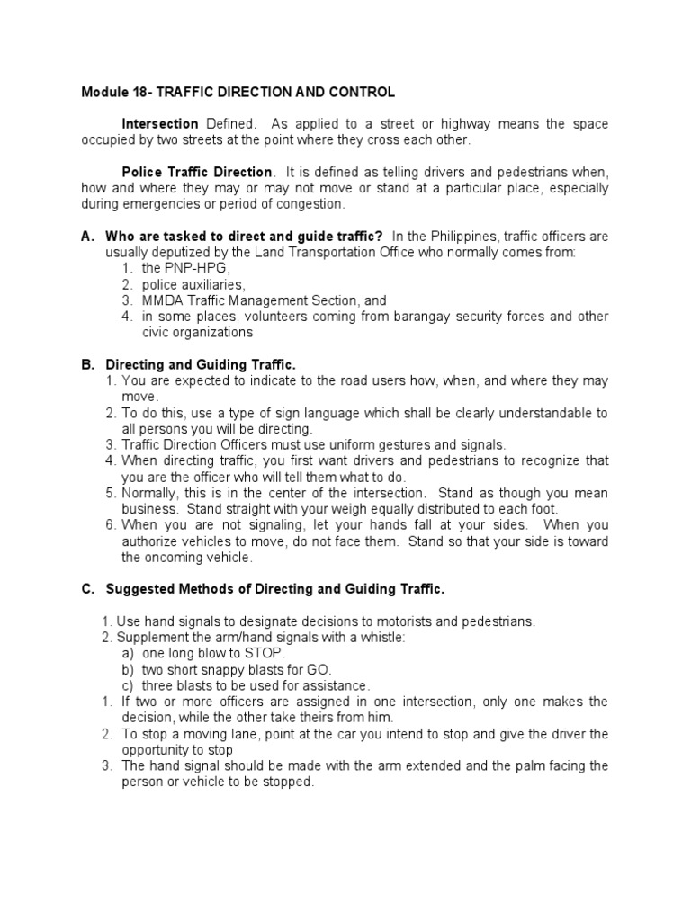 Module 18 - Traffic Direction and Control | PDF | Traffic ...