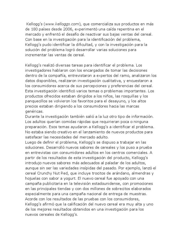 Lectura 1 - Caso Kellogg's | PDF | Cereales | Los consumidores