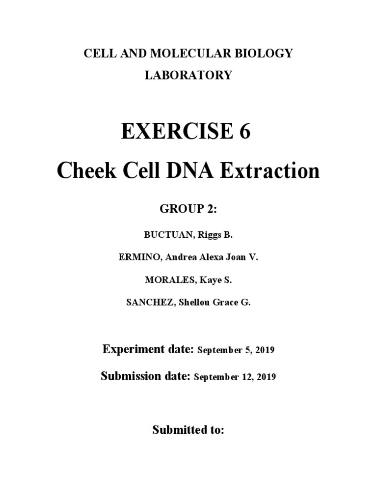 Exercise 6 Cheek Cell DNA Extraction: Cell and Molecular Biology ...