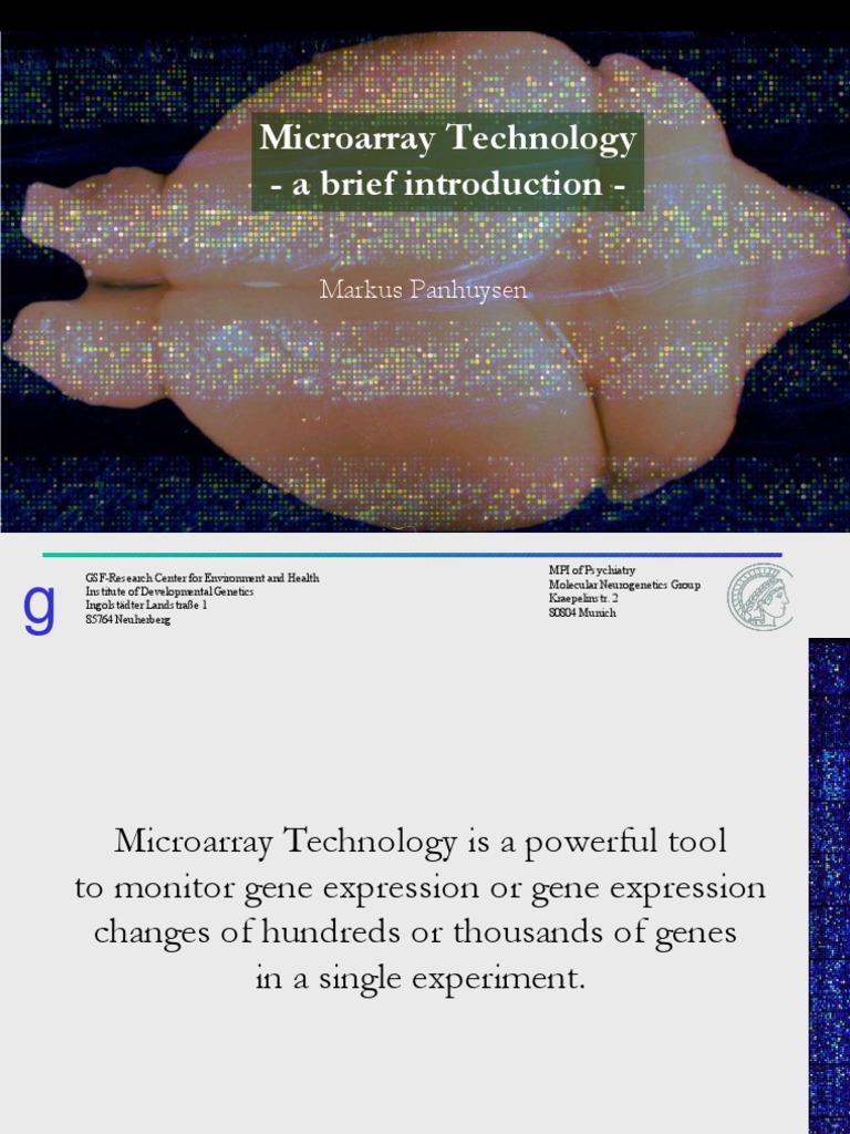 Microarray Technology - A Brief Introduction - : Markus Panhuysen | PDF | Dna Microarray ...