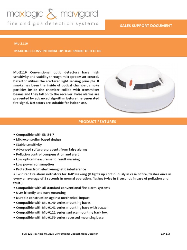 ML-2110 Optical Smoke Detector Guide | PDF | Smoke | Sensor