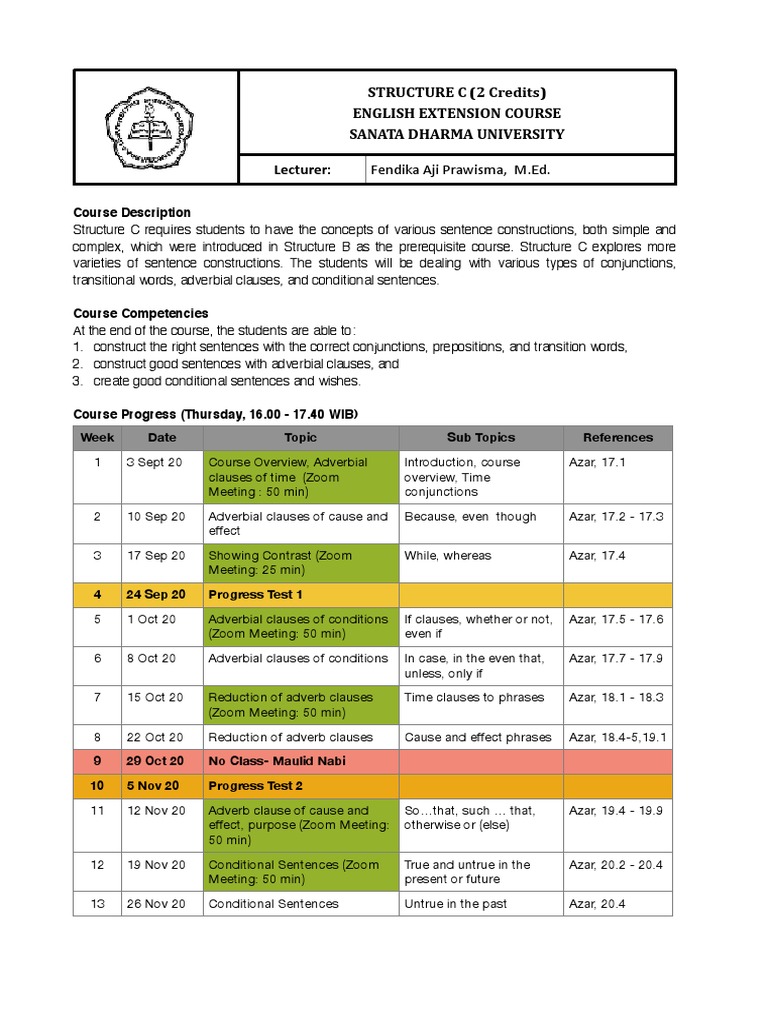 Course Outline - EEC Structure C | PDF | English Grammar | Sentence ...