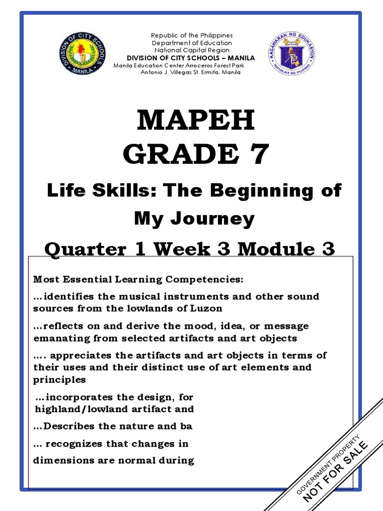 Mapeh Grade 7: Quarter 1 Week 3 Module 3 | PDF | Weaving | Adolescence