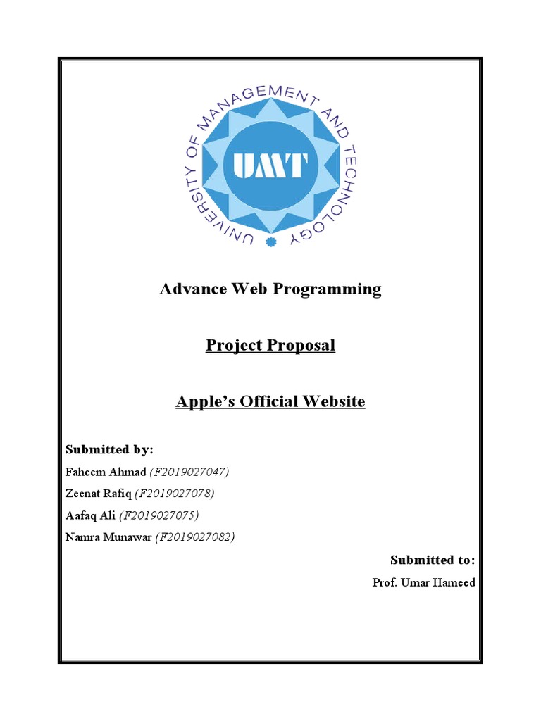 Advance Web Programming Project Proposal: Submitted by | PDF ...