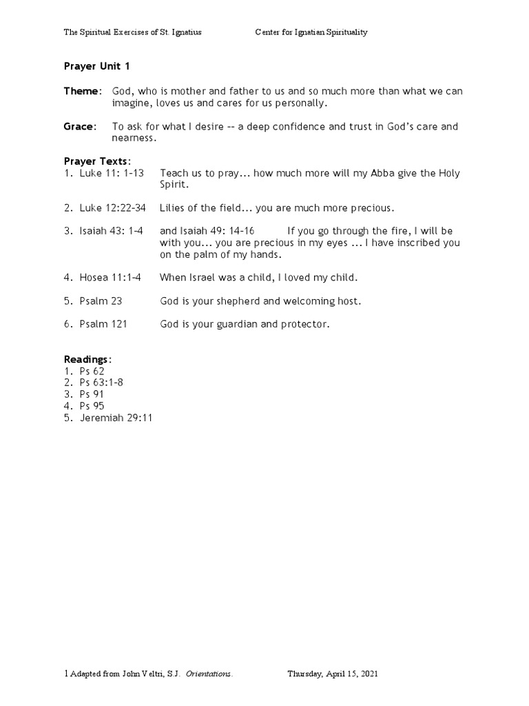 Ignatian Spiritual Exercises Overview | PDF | Spiritual Exercises Of ...