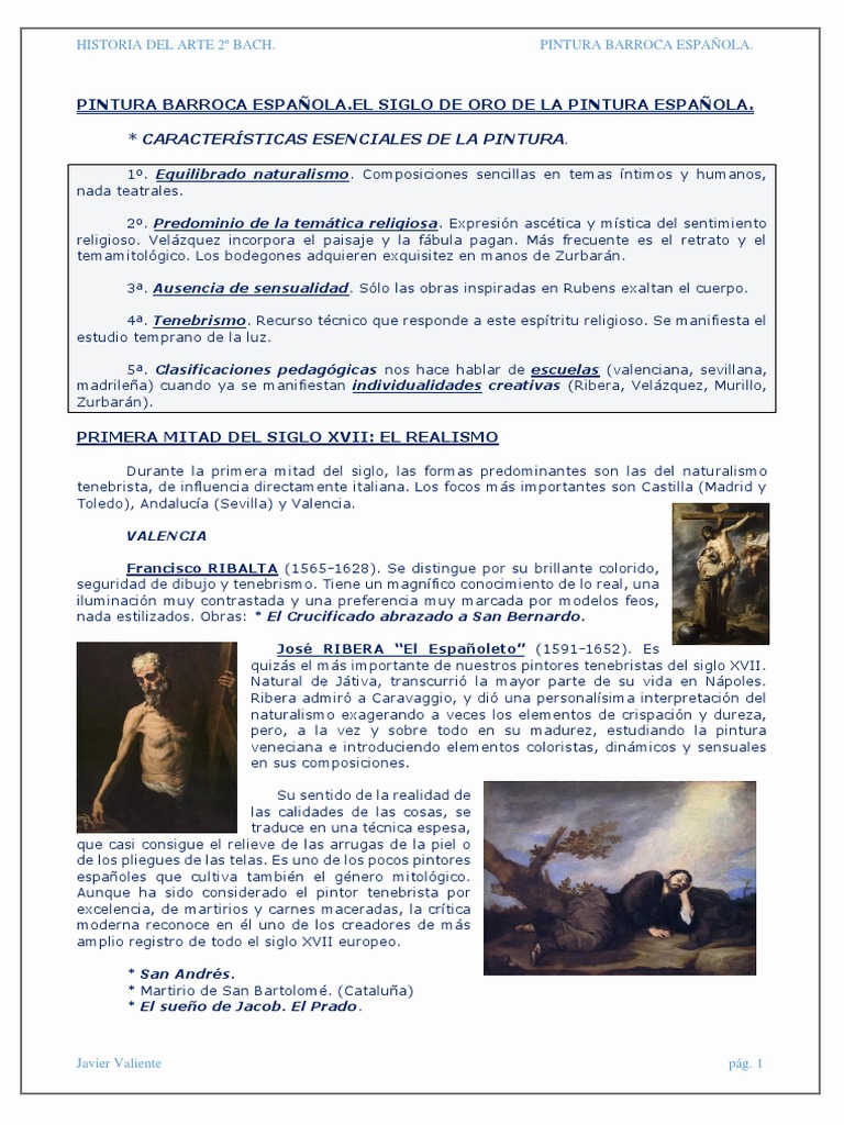 Pintura Barroca Española: Características y Artistas | PDF | Pinturas ...