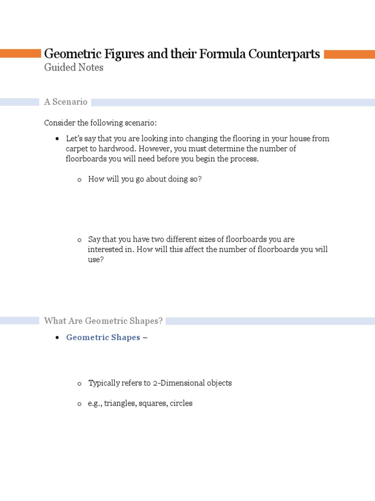 Geometric Figures and Their Formula Counterparts | PDF | Area ...