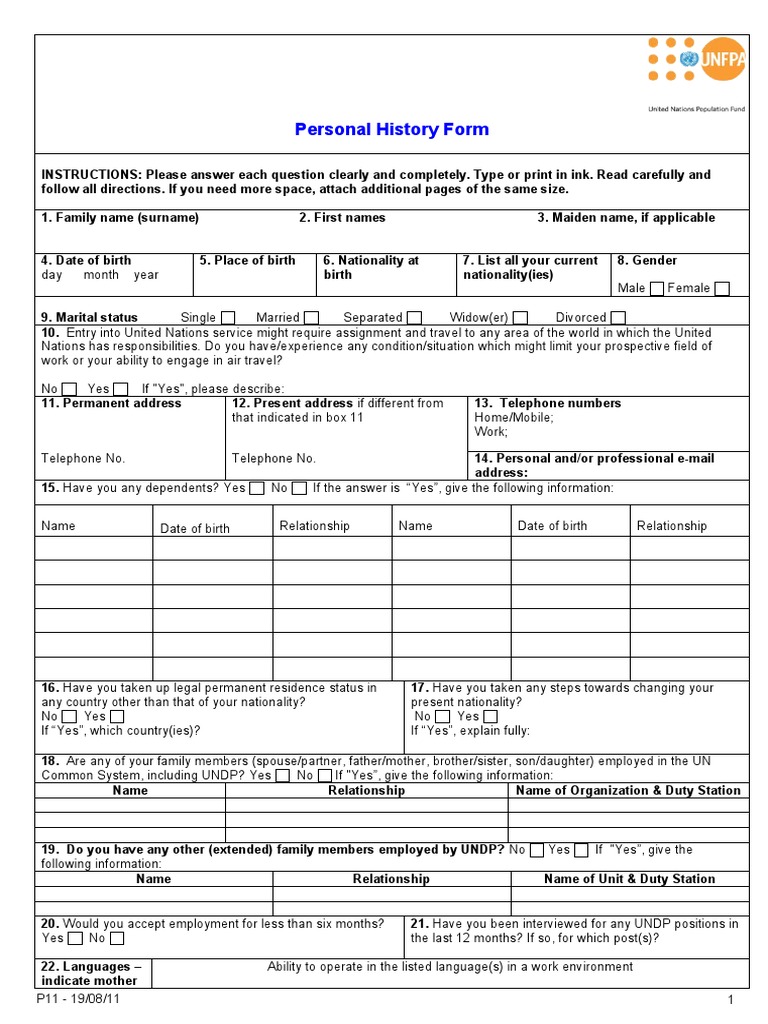 Personal History Form 1 0 | PDF | Diploma | Academic Degree
