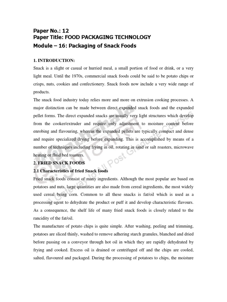 Paper No.: 12 Paper Title: Food Packaging Technology Module - 16 ...