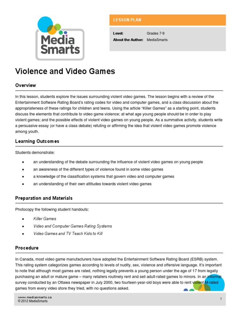 Violence and Video Games: Lesson Plan | PDF | Video Games | Leisure