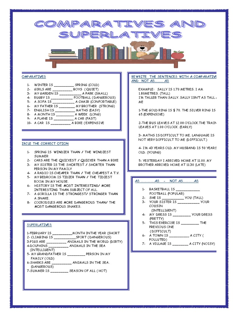 Comparatives Rewrite The Sentences With A Comparative and Not As ...
