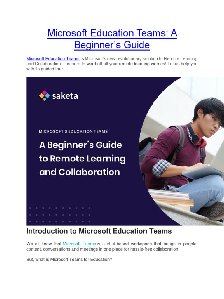 Microsoft Education Teams Guide | PDF | Share Point | Distance Education