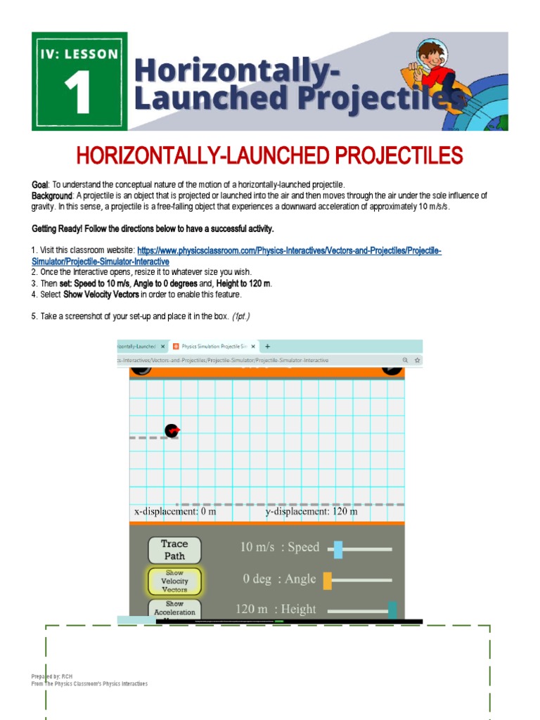 Activity1 Horizontally Launched Projectiles 1 Pdf Projectiles